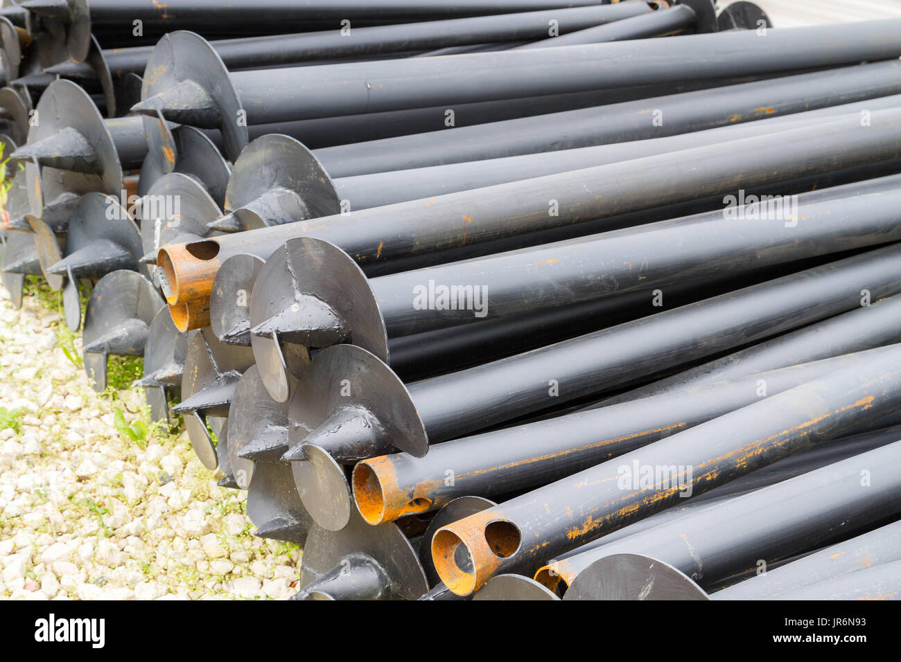 Construction material piles for building foundations for houses Stock ...