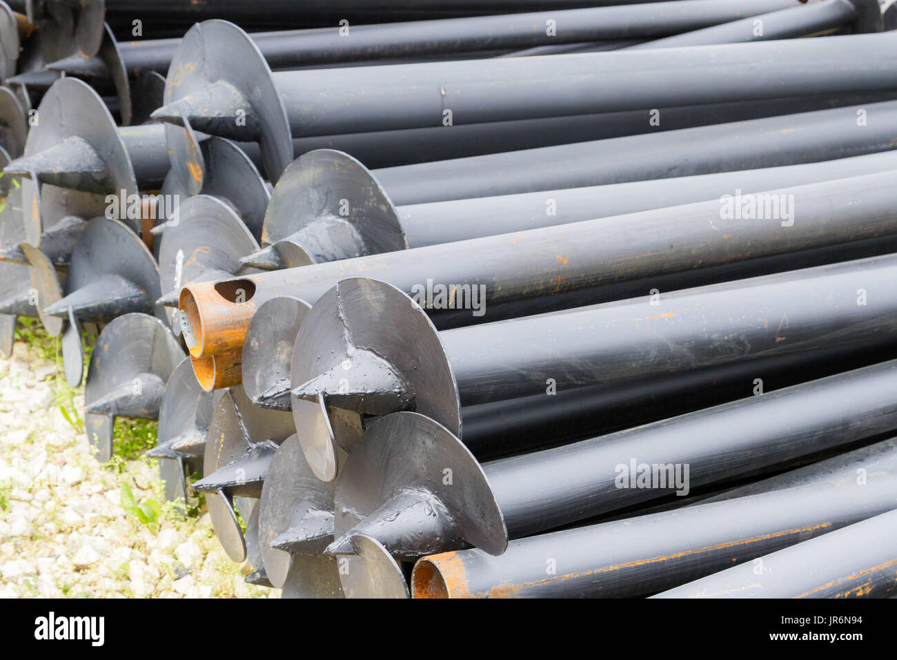 Construction material piles for building foundations for houses Stock ...