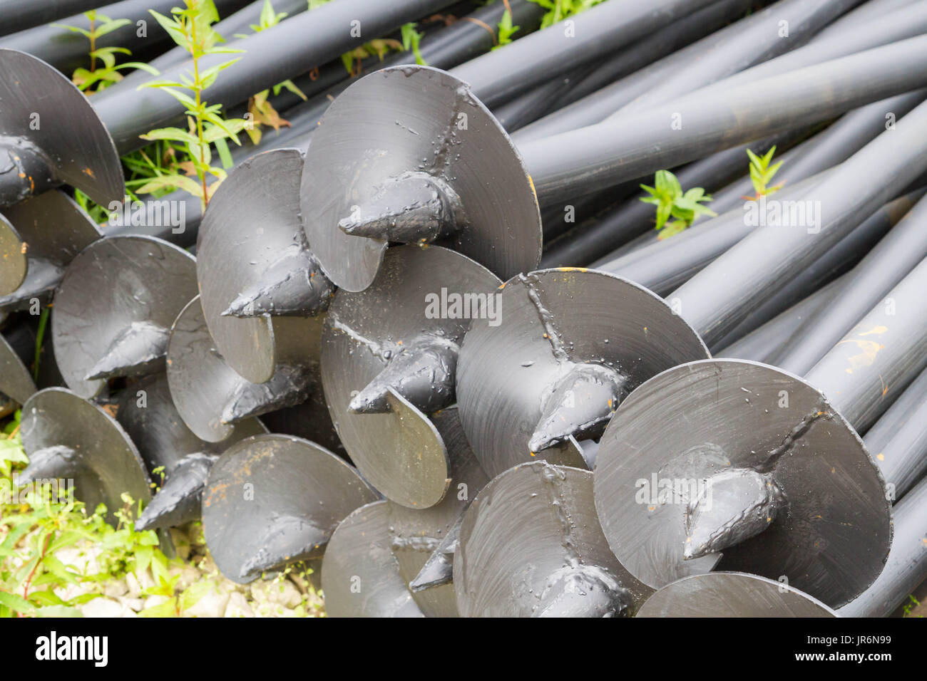 Construction material piles for building foundations for houses Stock ...