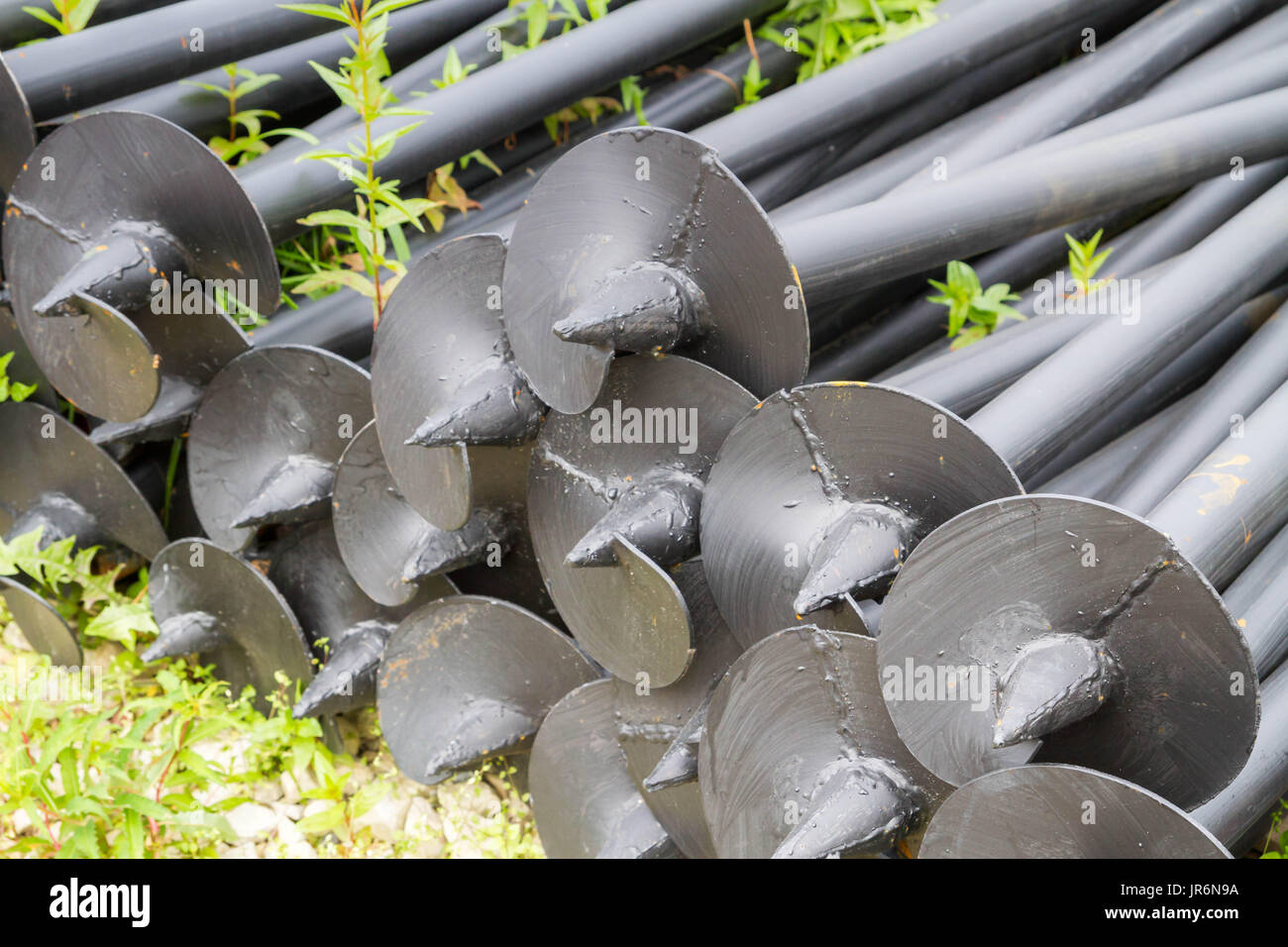 Construction material piles for building foundations for houses Stock ...