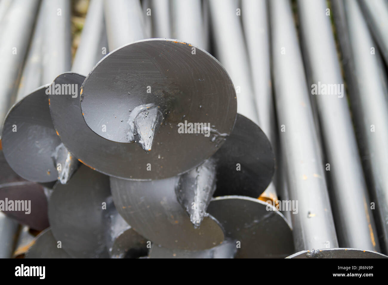 Construction material piles for building foundations for houses Stock ...