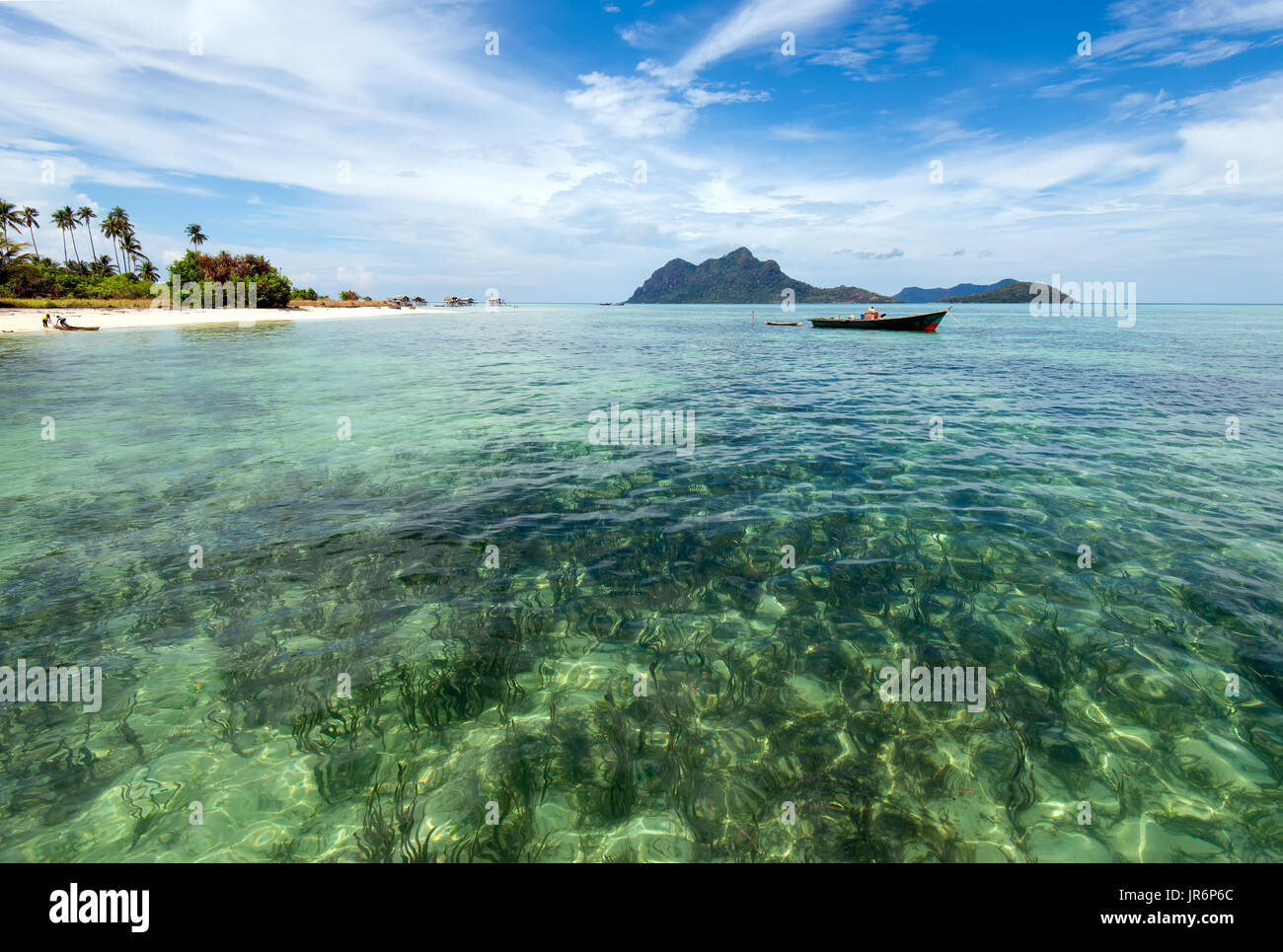 Beautiful clear water near Maiga Island located in Semporna in the ...