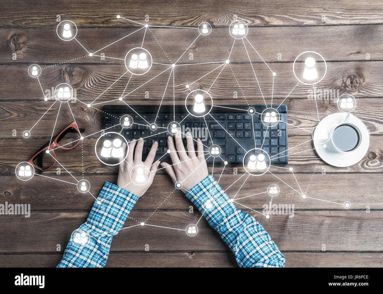 Concept of social communication and networking with social connection ...