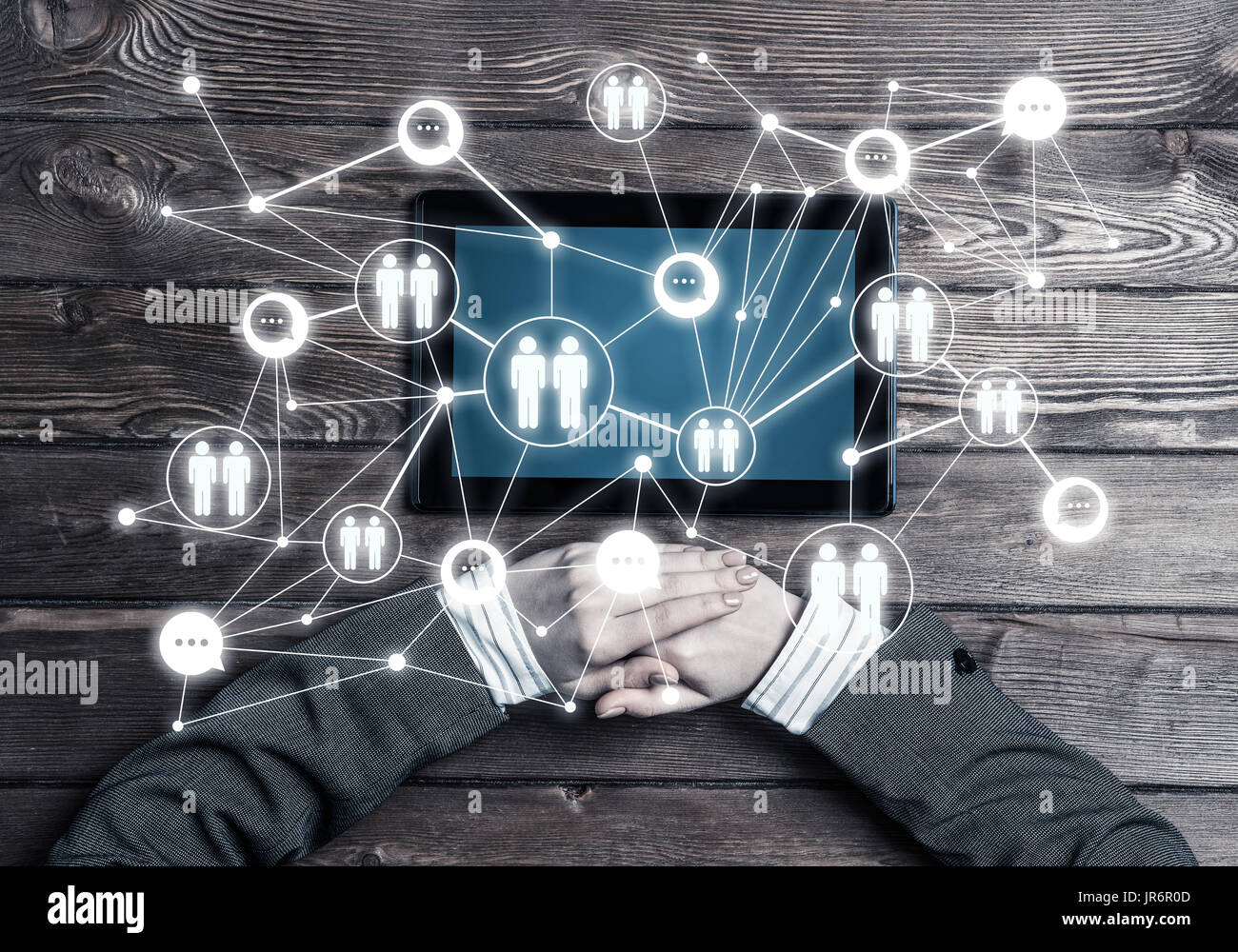 Concept of social communication and networking with social conne Stock ...