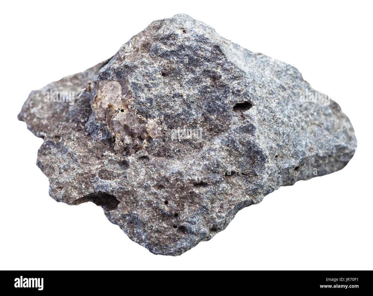 macro shooting of specimen of natural igneous rock - gray porous basalt ...