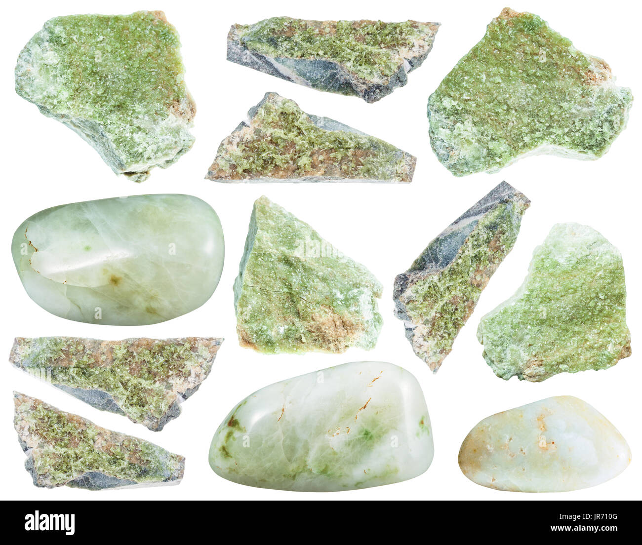 collection of various vesuvianite (idocrase, vesuvian) gemstones ...