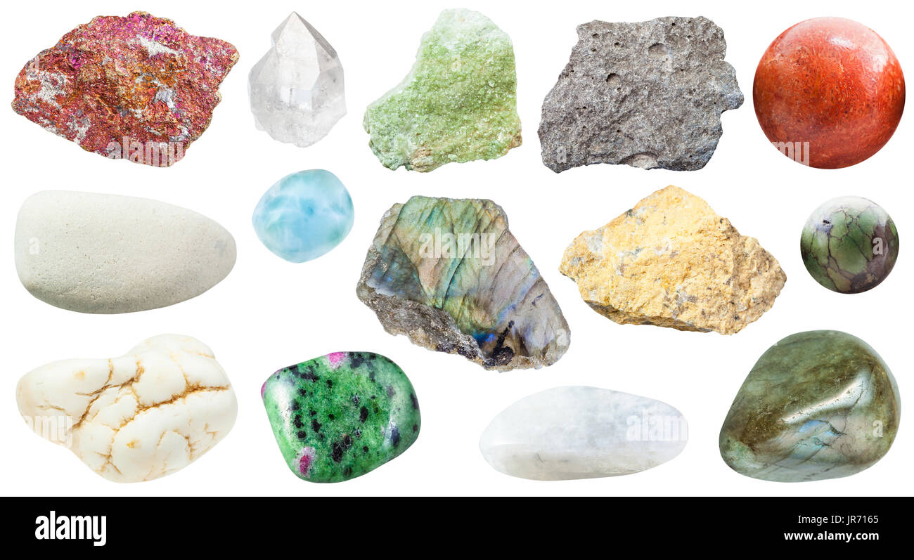 various specimens on natural mineral rocks isolated - larimar ...