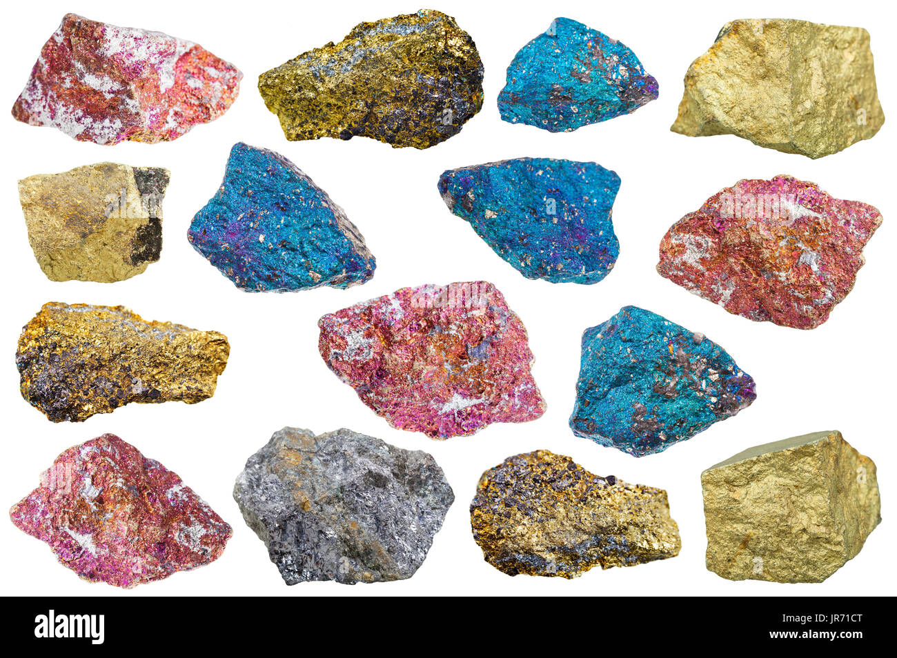 collection of various chalcopyrite (copper pyrite) rocks and minerals ...