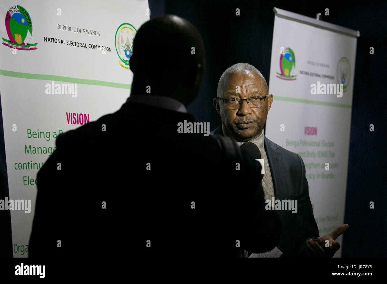 Kigali, Rwanda. 3rd Aug, 2017. Kalisa Mbanda, chairperson of National ...