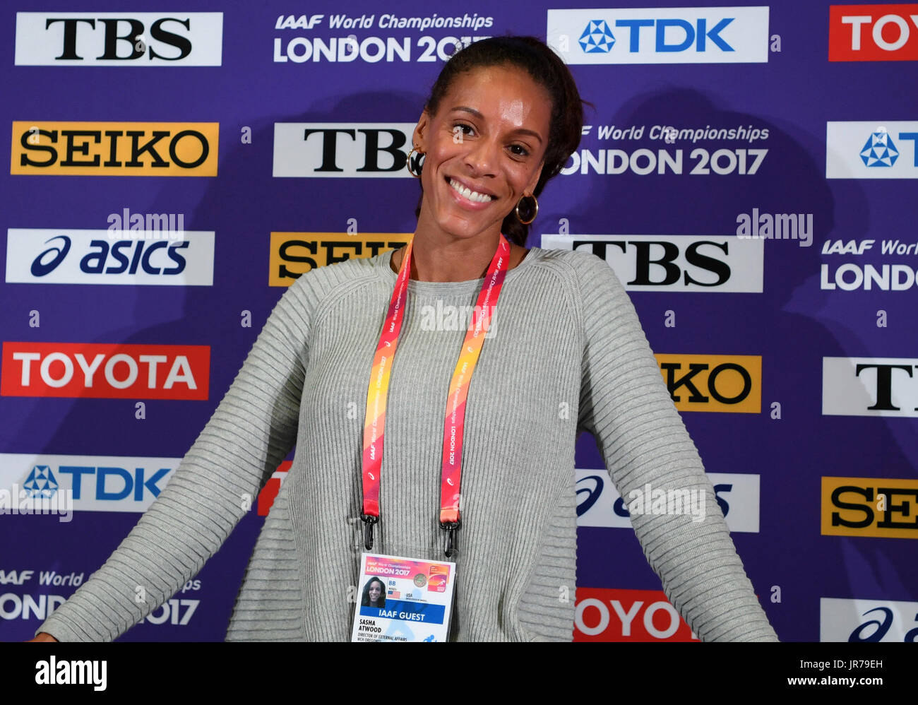 Sasha Spencer aka Sasha Spencer Atwood poses during a press conference ...
