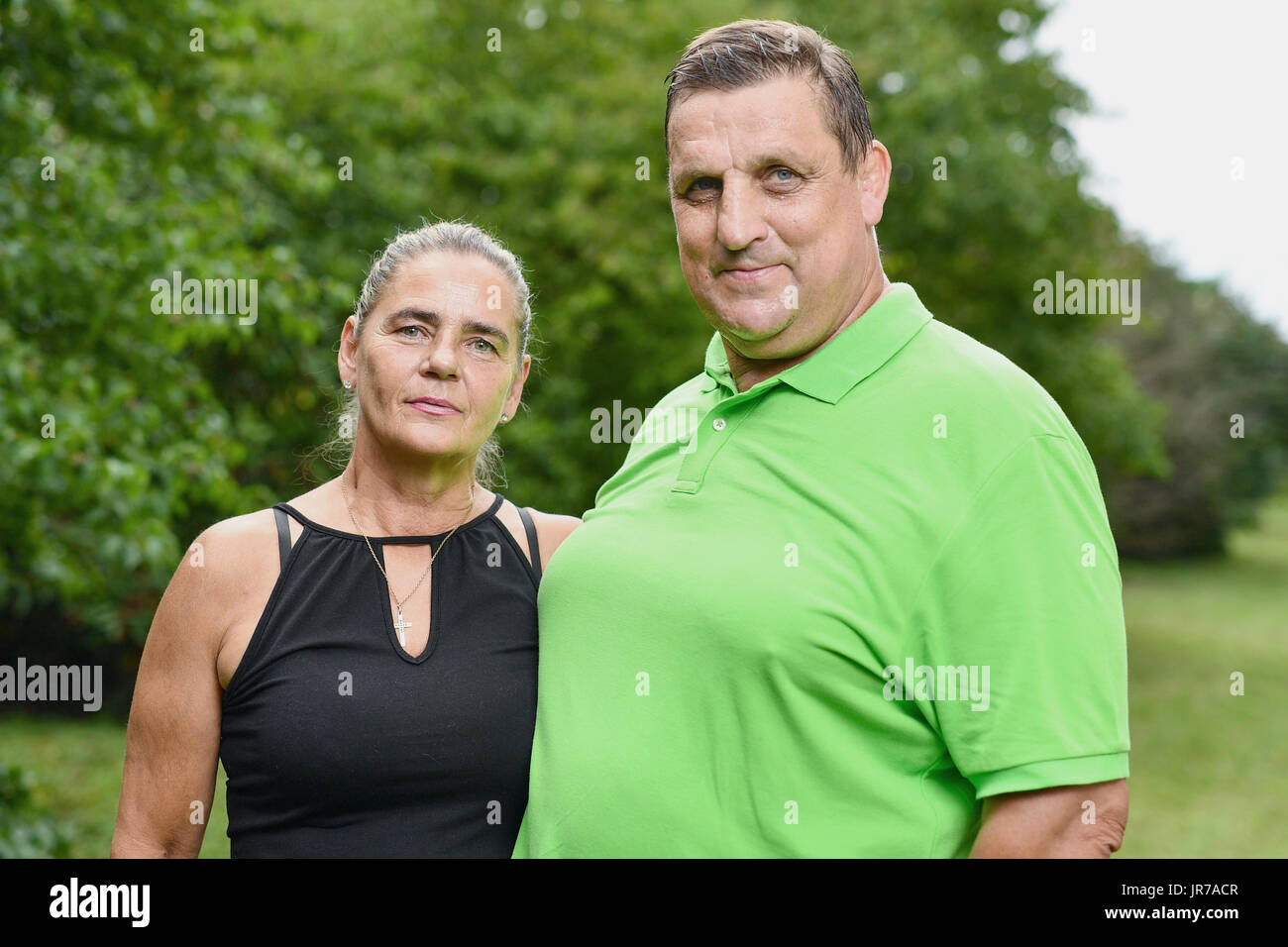 Reilingen, Germany. 3rd Aug, 2017. Retired wrestler Uwe Neupert poses for a portrait with his ...