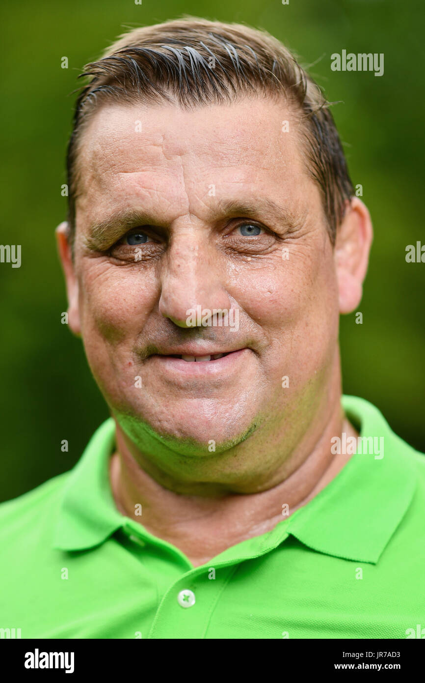 Reilingen, Germany. 3rd Aug, 2017. Retired wrestler Uwe Neupert poses ...