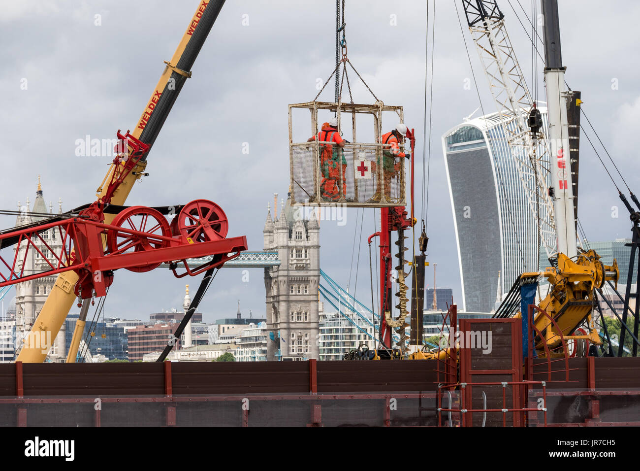 London, UK. 3rd August 2017. Construction work taking place at the ...