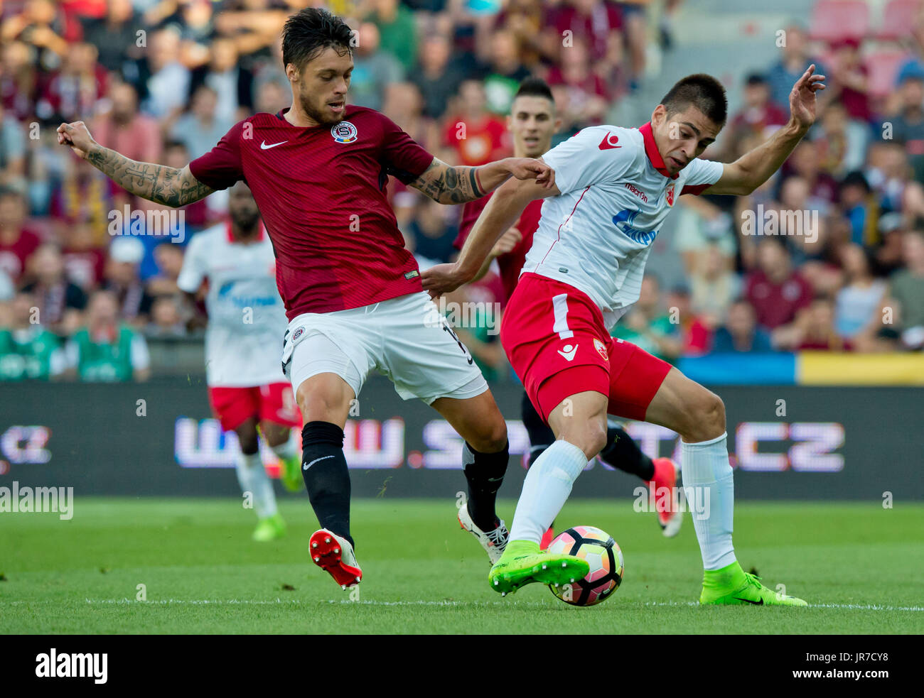 Prague, Czech Republic. 03rd Aug, 2017. From left soccer players Vaclav ...