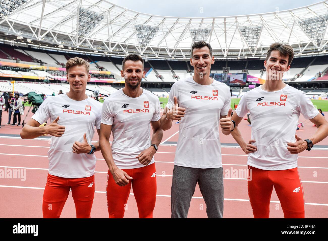 London, UK. 3rd August, 2017. Polish 4 × 400 metres relay team during ...