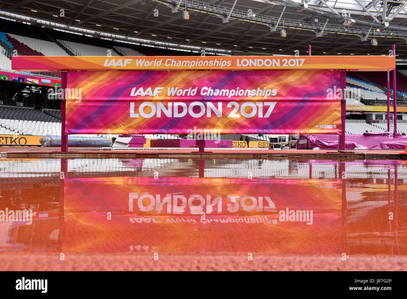 London, UK. 4 August 2017. The water jump is decorated at the London ...