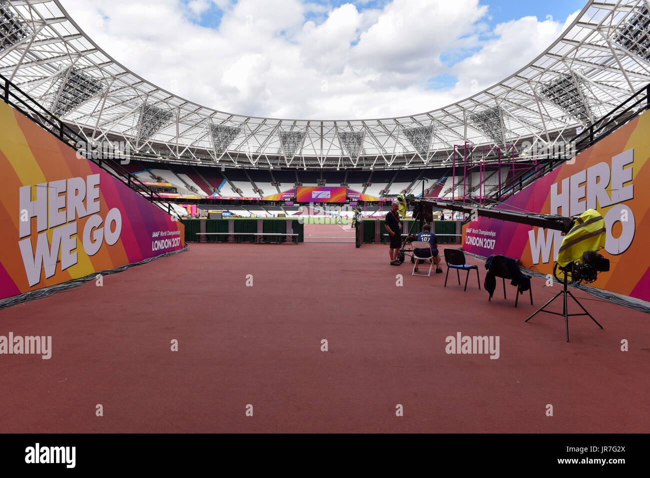 London, UK. 4 August 2017. Signs in a tunnel entering the stadium the ...