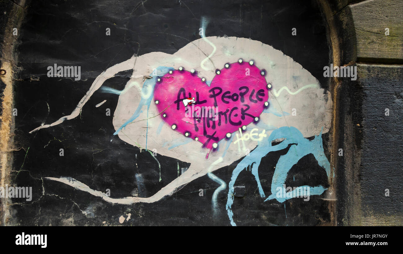 Hippy graffiti on a wall in Hebden Bridge, UK Stock Photo - Alamy