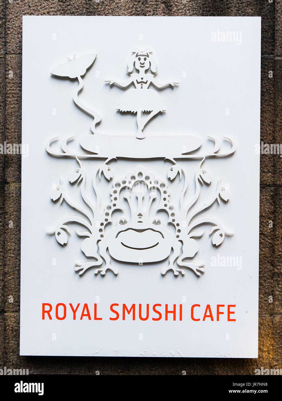Royal Smushi Cafe logo on facade, Copenhagen Stock Photo - Alamy