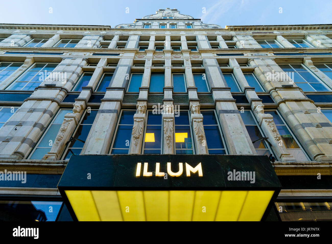 Illum logo on facade, Copenhagen Stock Photo - Alamy