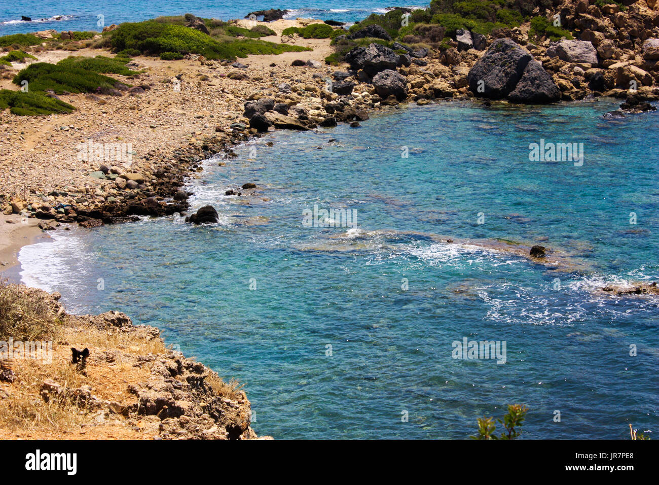 Cretan sea wild coastline and countryside with a blue sky Stock Photo ...