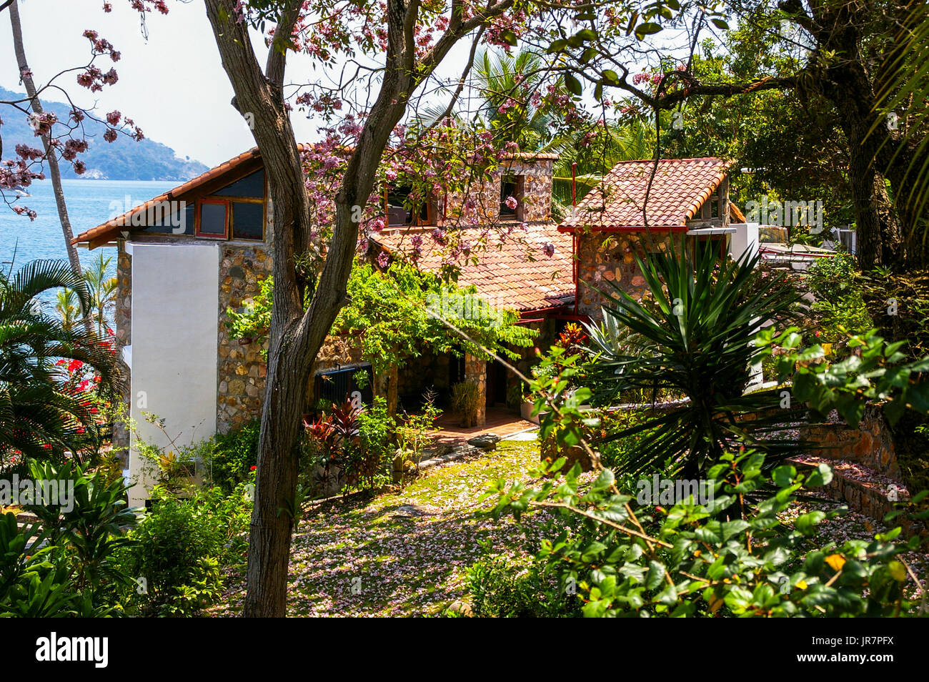 Colorful house on Taboga Island also known as Island of Flowers is a ...