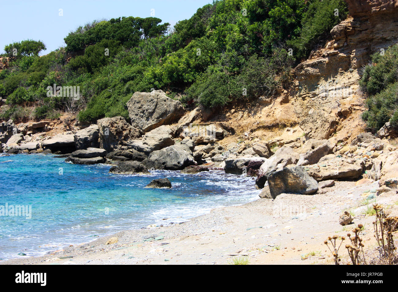 Cretan sea wild coastline and countryside with a blue sky Stock Photo ...