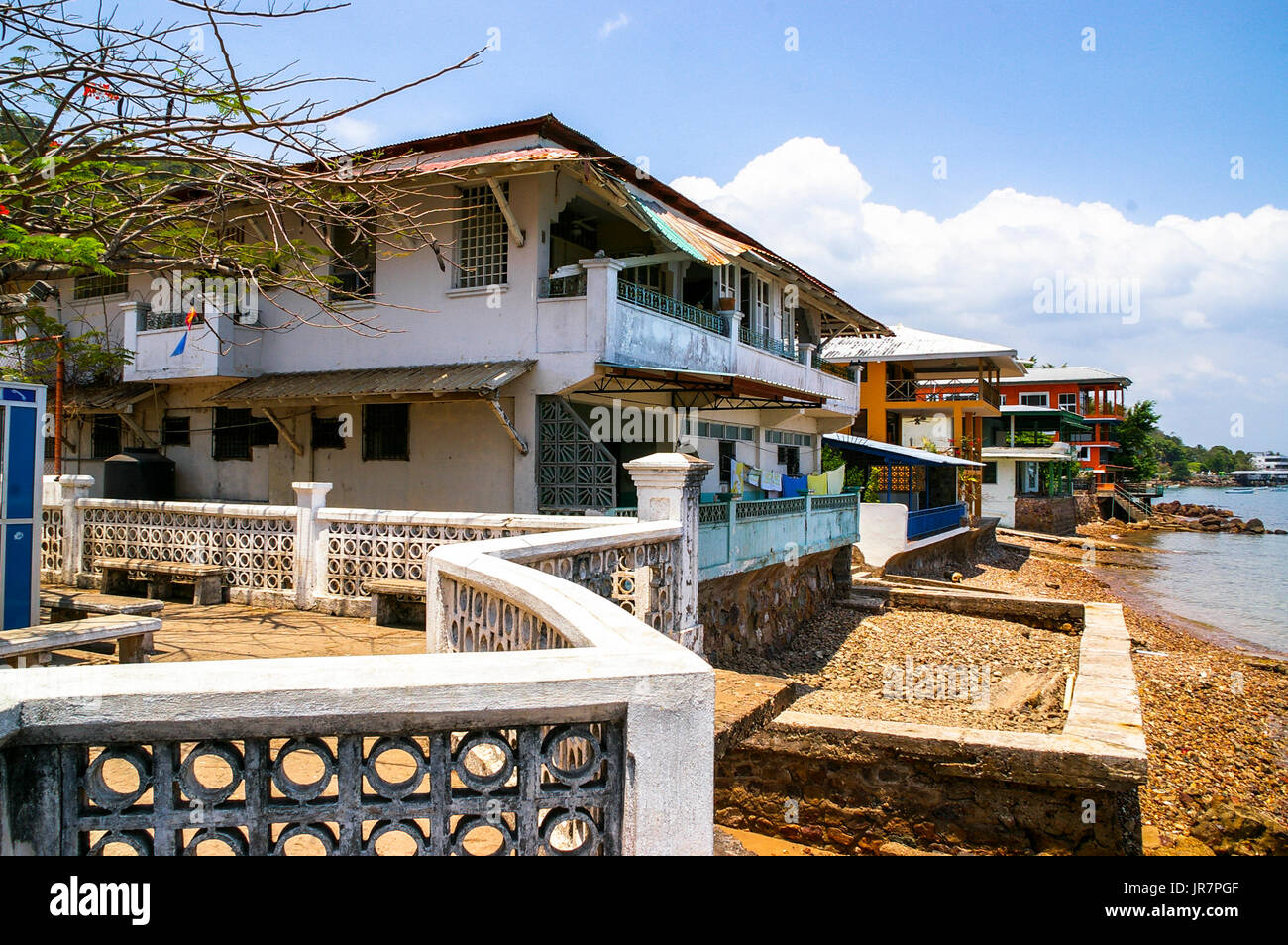 Colorful house on Taboga Island also known as Island of Flowers is a ...