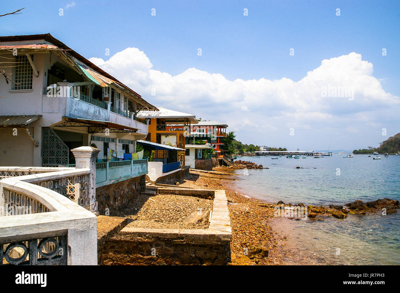 Colorful house on Taboga Island also known as Island of Flowers is a ...