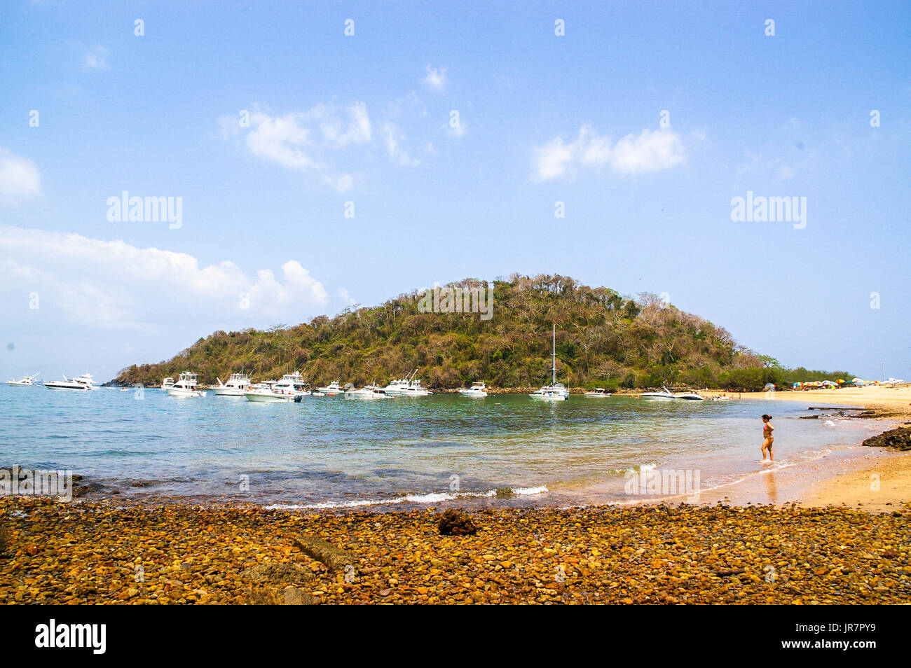 Pleasure boats and yachts around Taboga Island also known as Island of ...