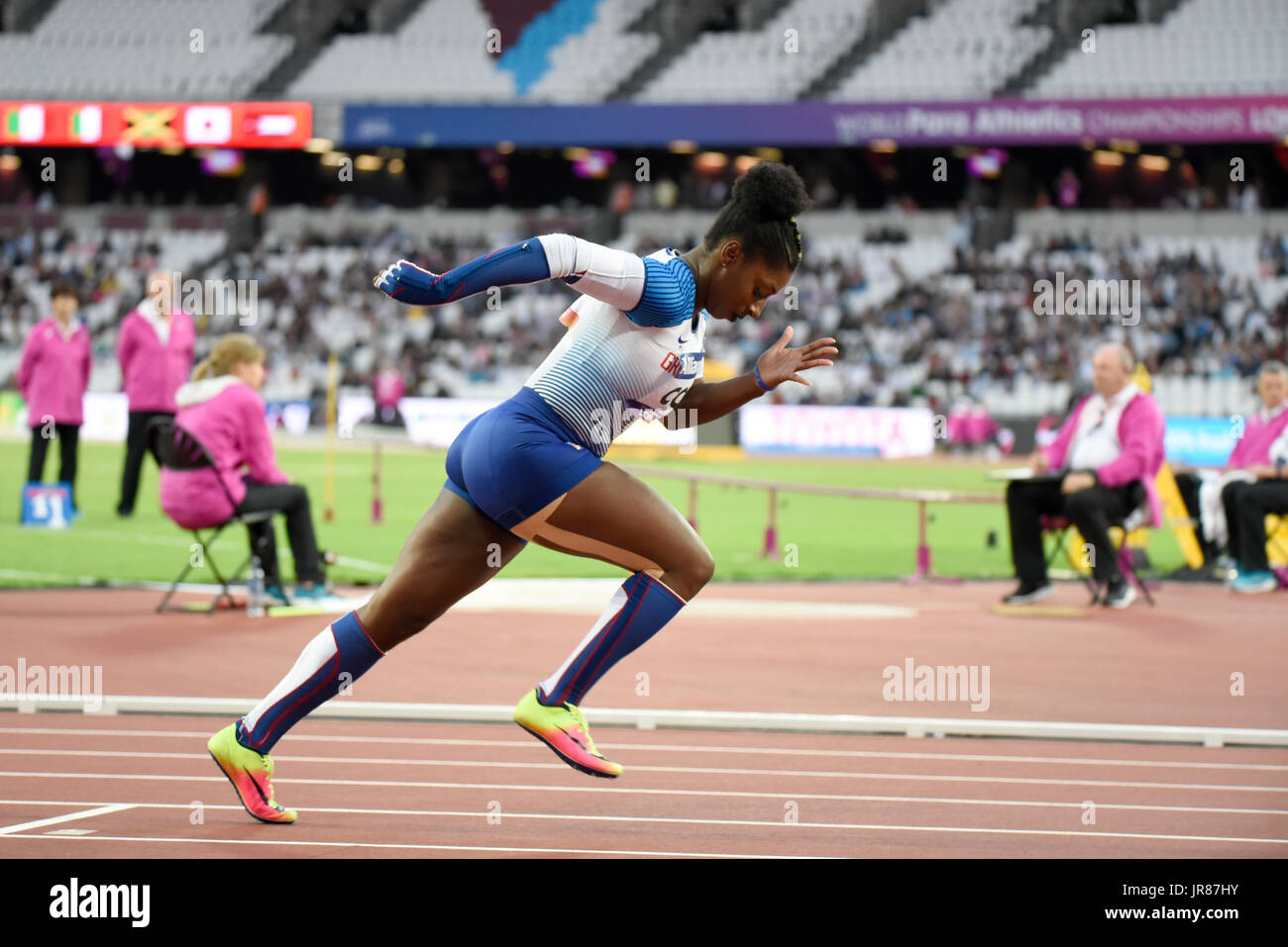 Kadeena Cox competing in the T38 400m final at the World Para Athletics ...