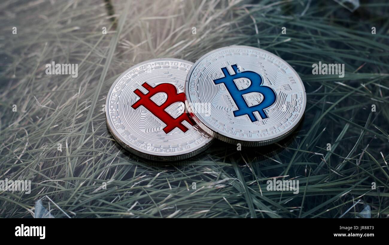 Digital currency physical metal bitcoin coin. Virtual money concept ...