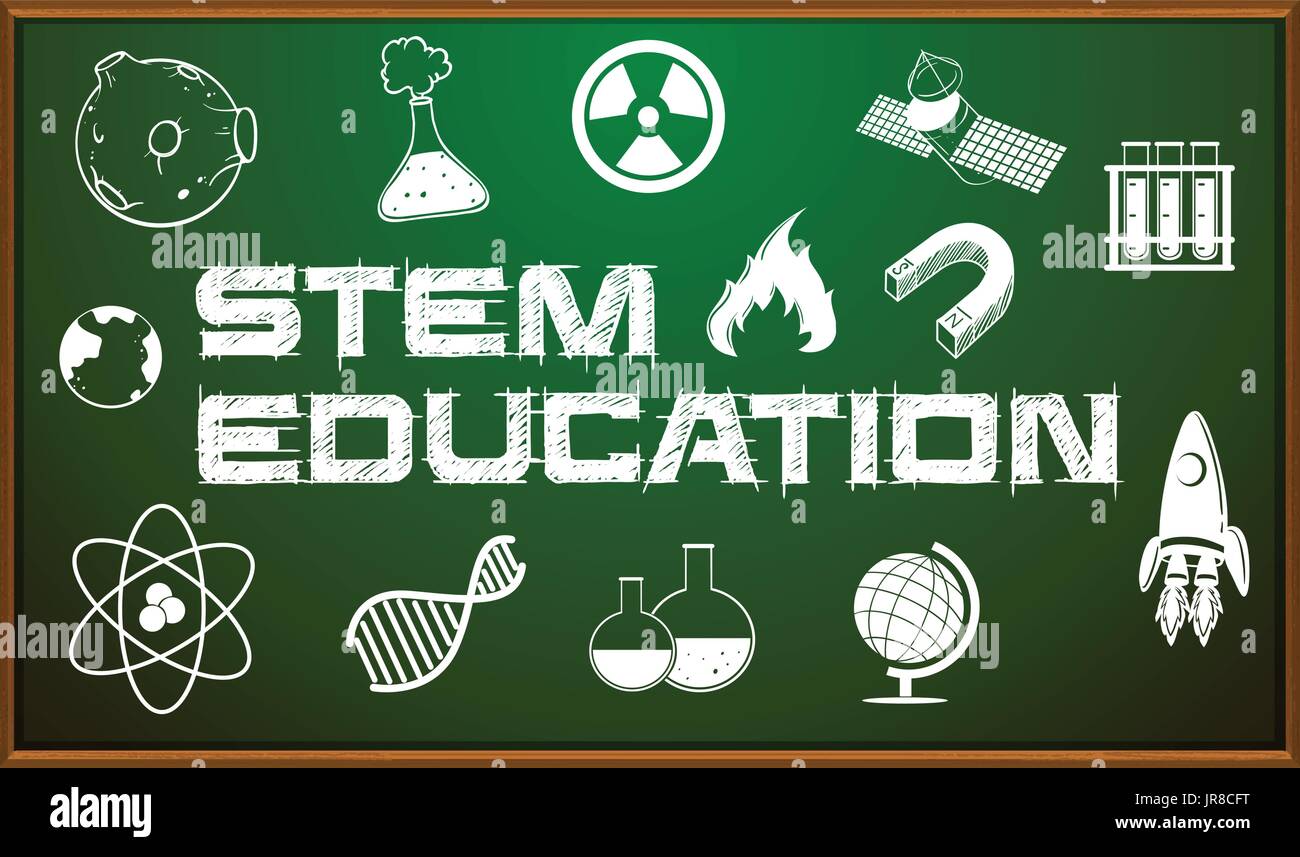 STEM education poster with icons on board illustration Stock Vector ...