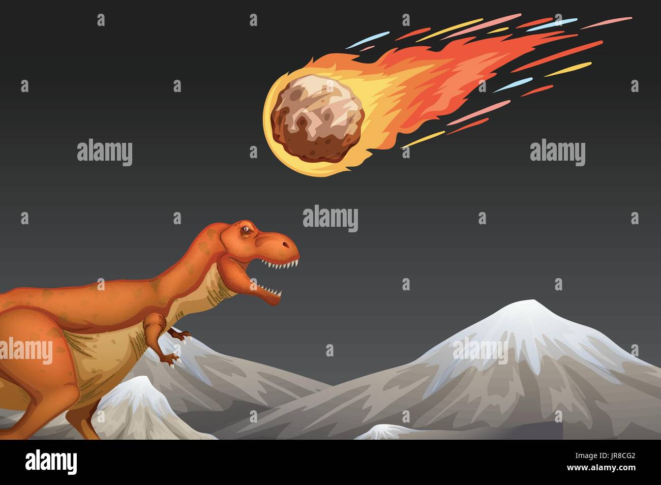 Dinosaur and meteror crashing earth illustration Stock Vector Image ...