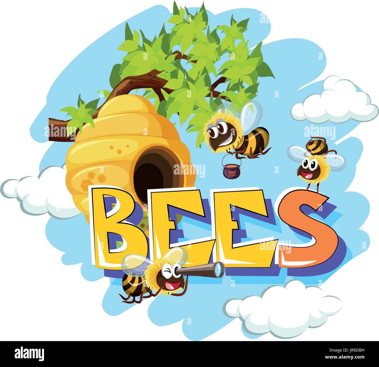Bees flying around beehive illustration Stock Vector Image & Art - Alamy