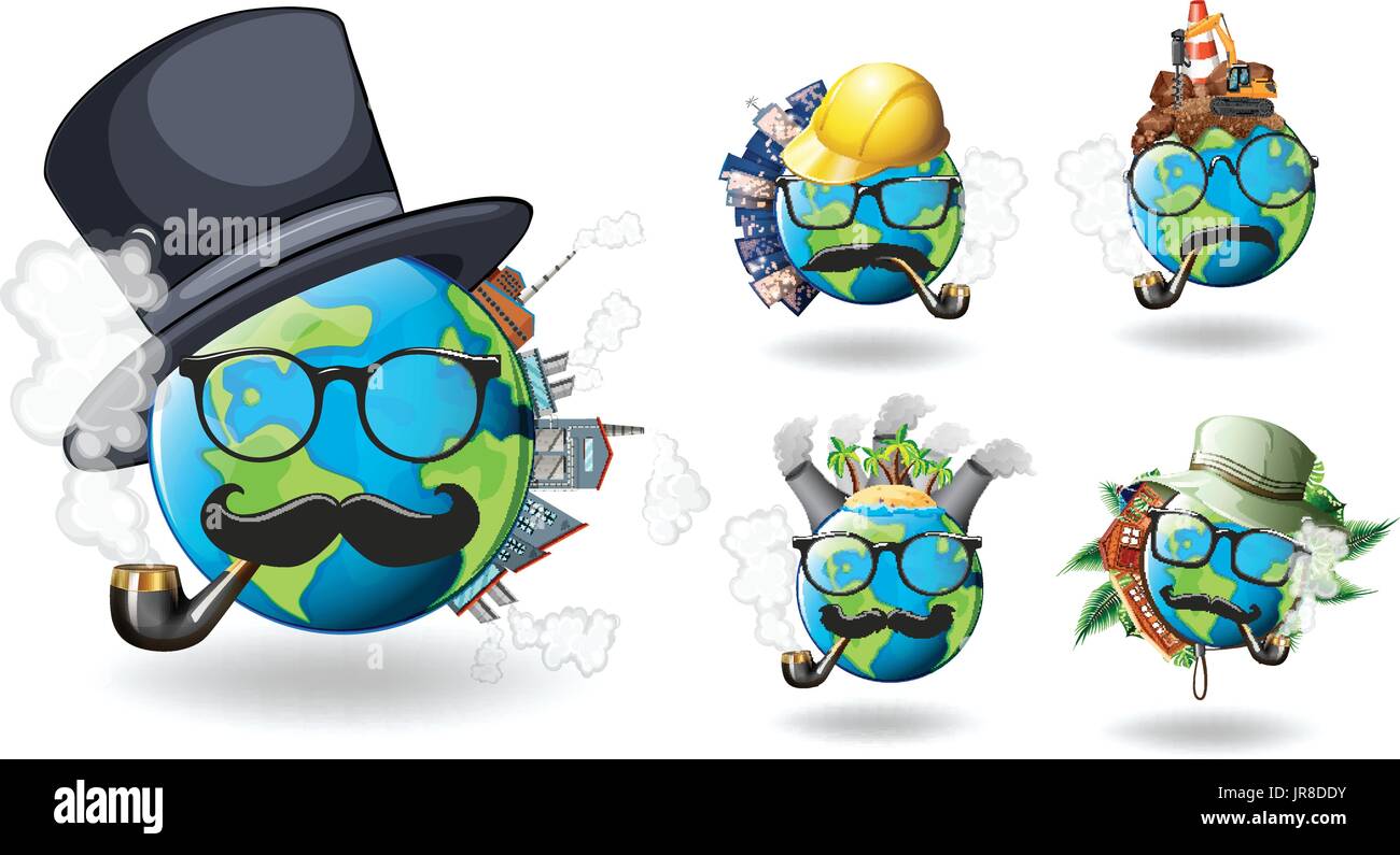 Earth with different constructions on it illustration Stock Vector ...