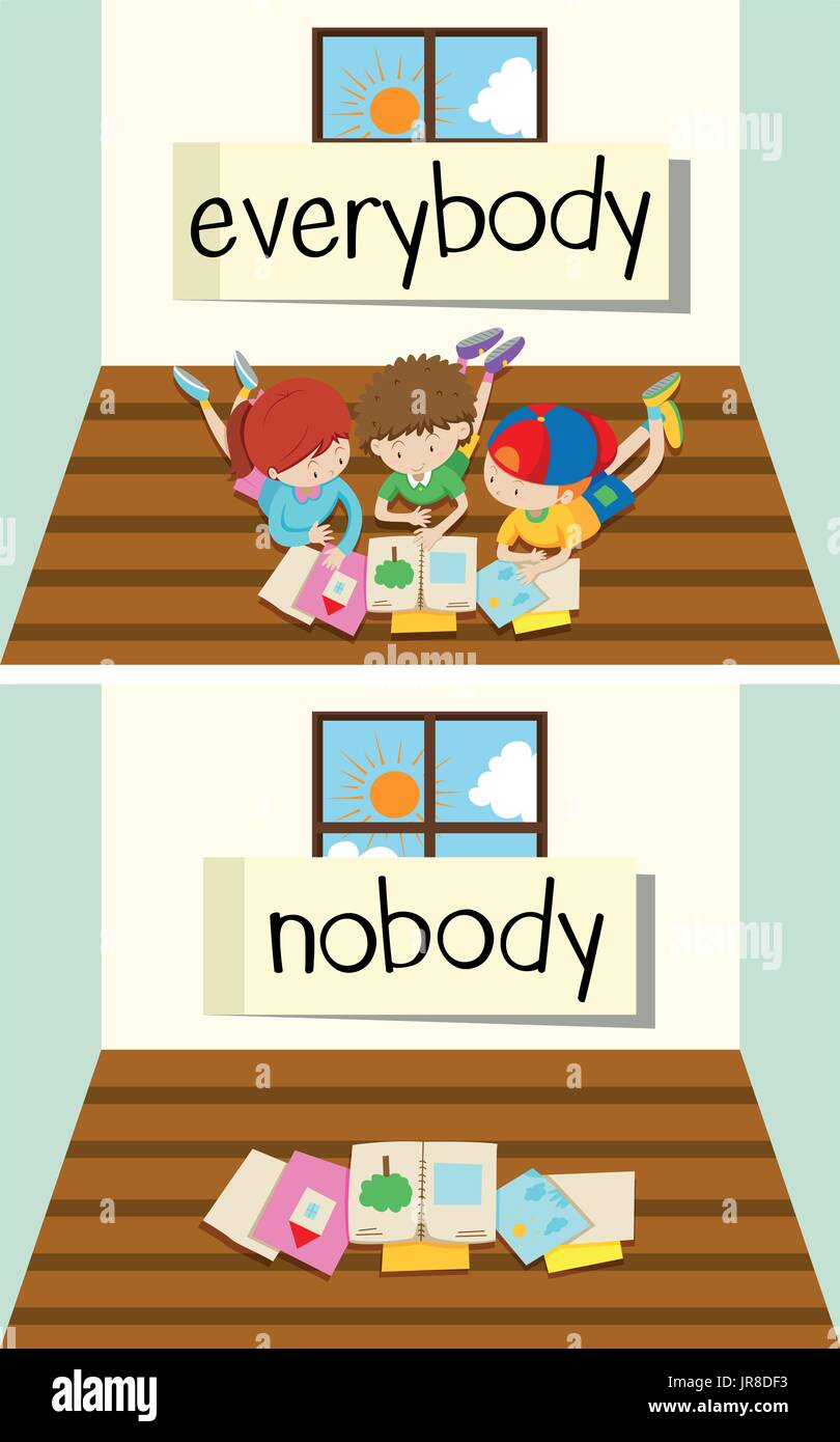 Opposite word for everybody and nobody illustration Stock Vector Image ...