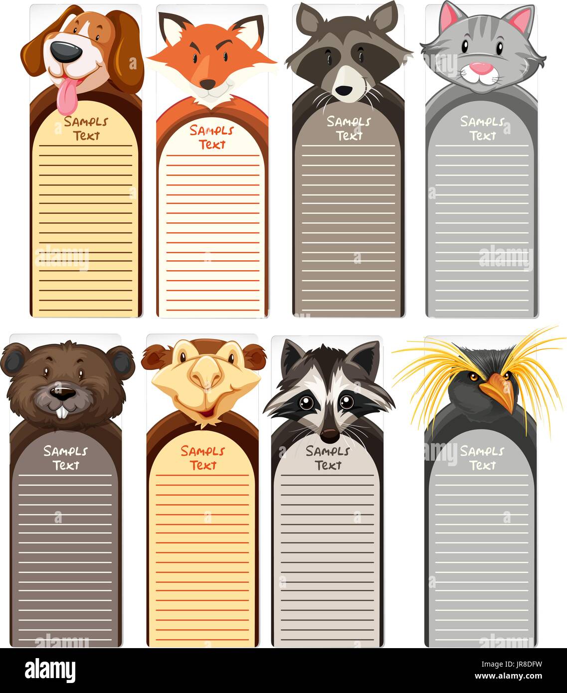 Paper templates with different types of wild animals in background ...