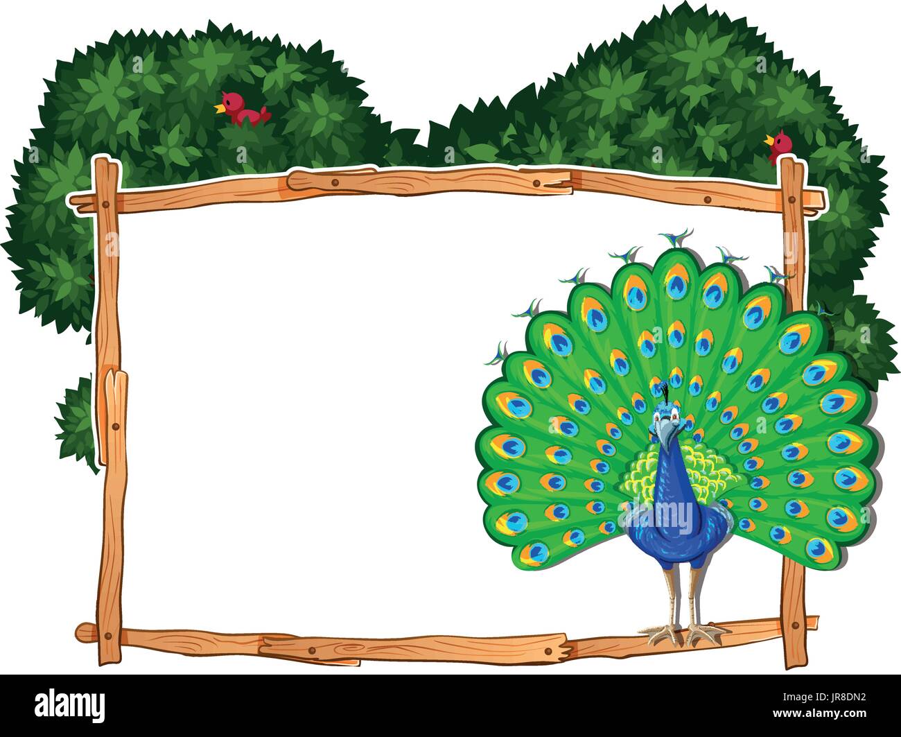 Frame template with peacock in bush illustration Stock Vector Image ...
