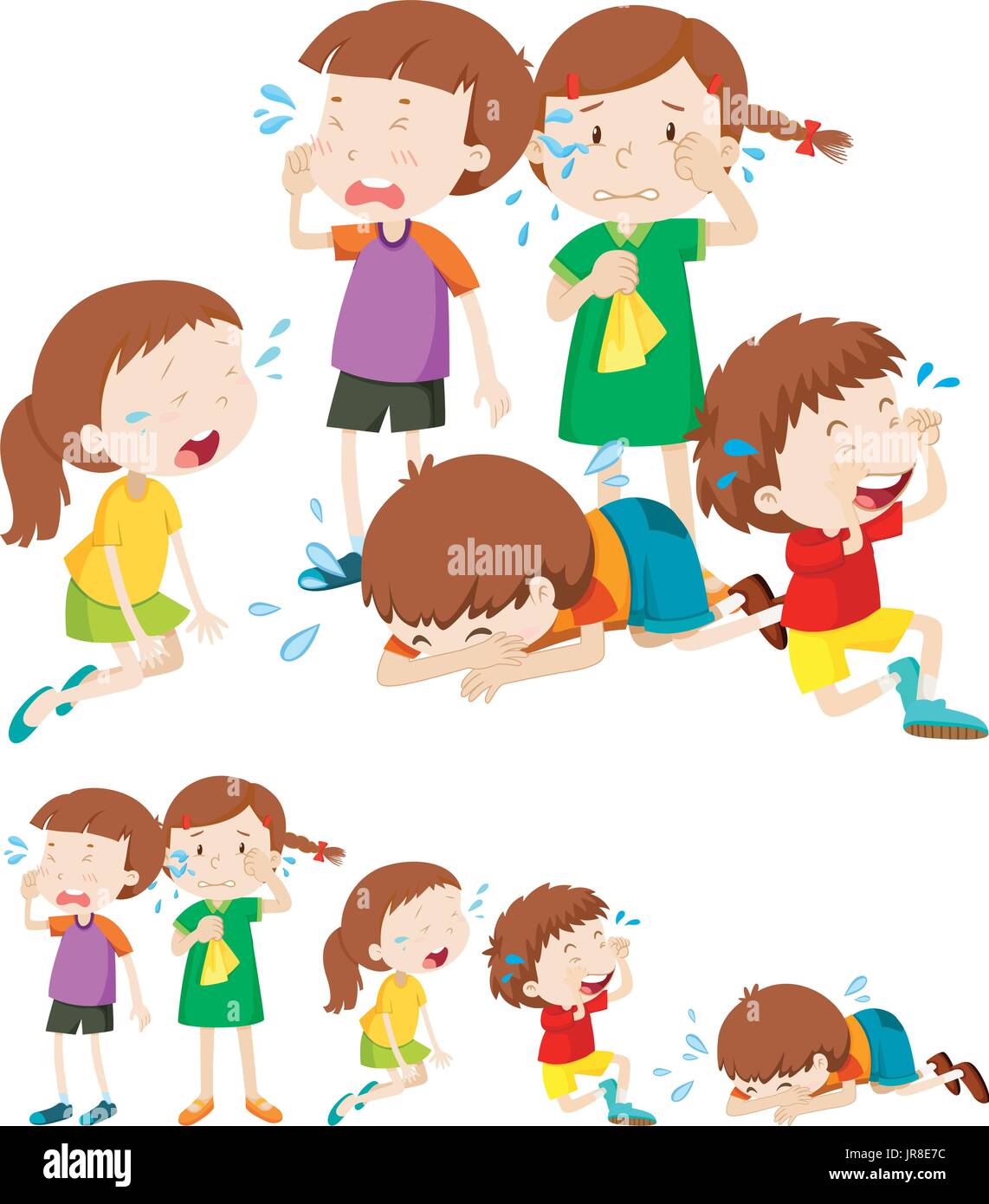 Many sad children crying illustration Stock Vector Image & Art - Alamy