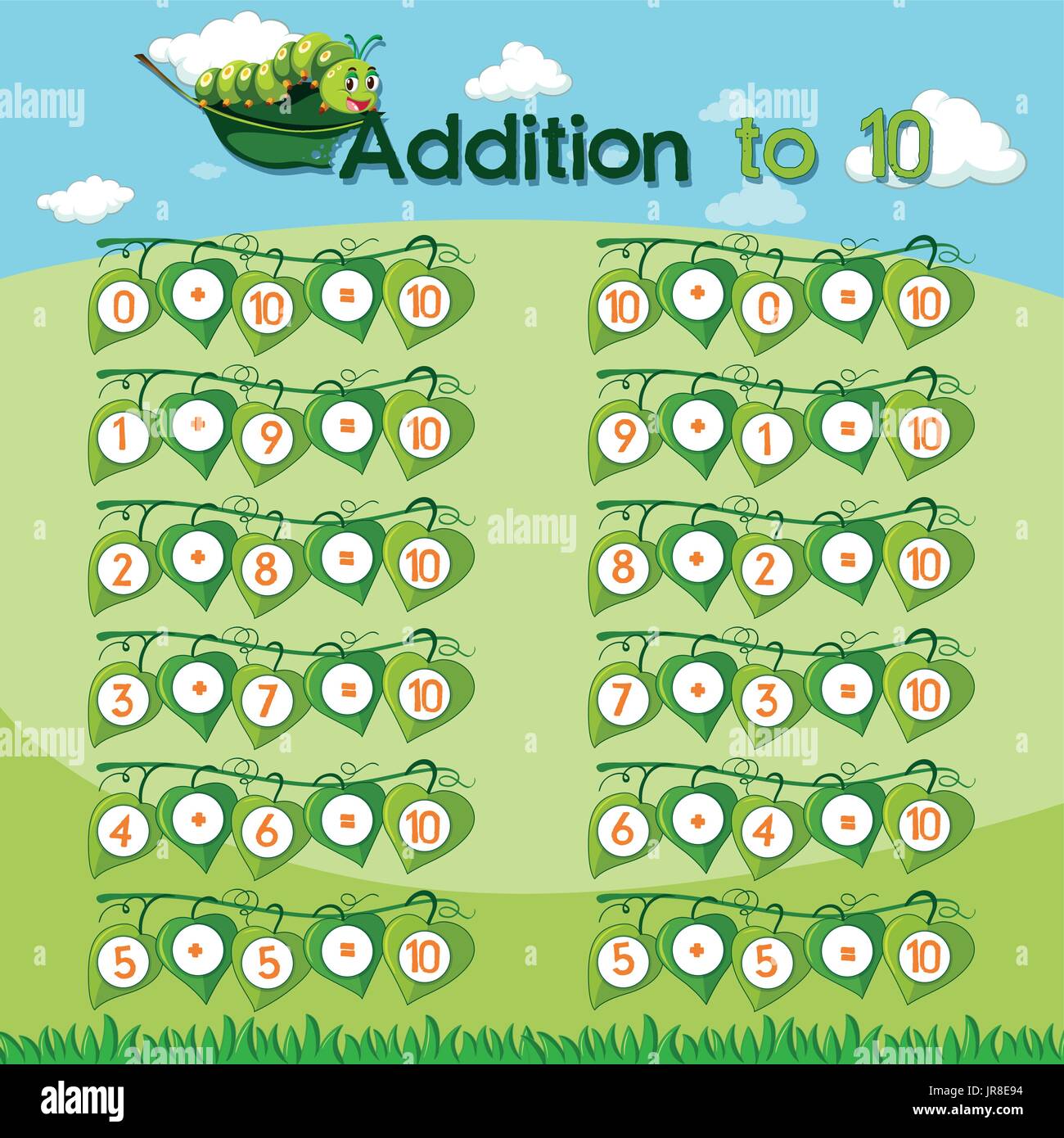 Chart design for addition to ten illustration Stock Vector Image & Art ...