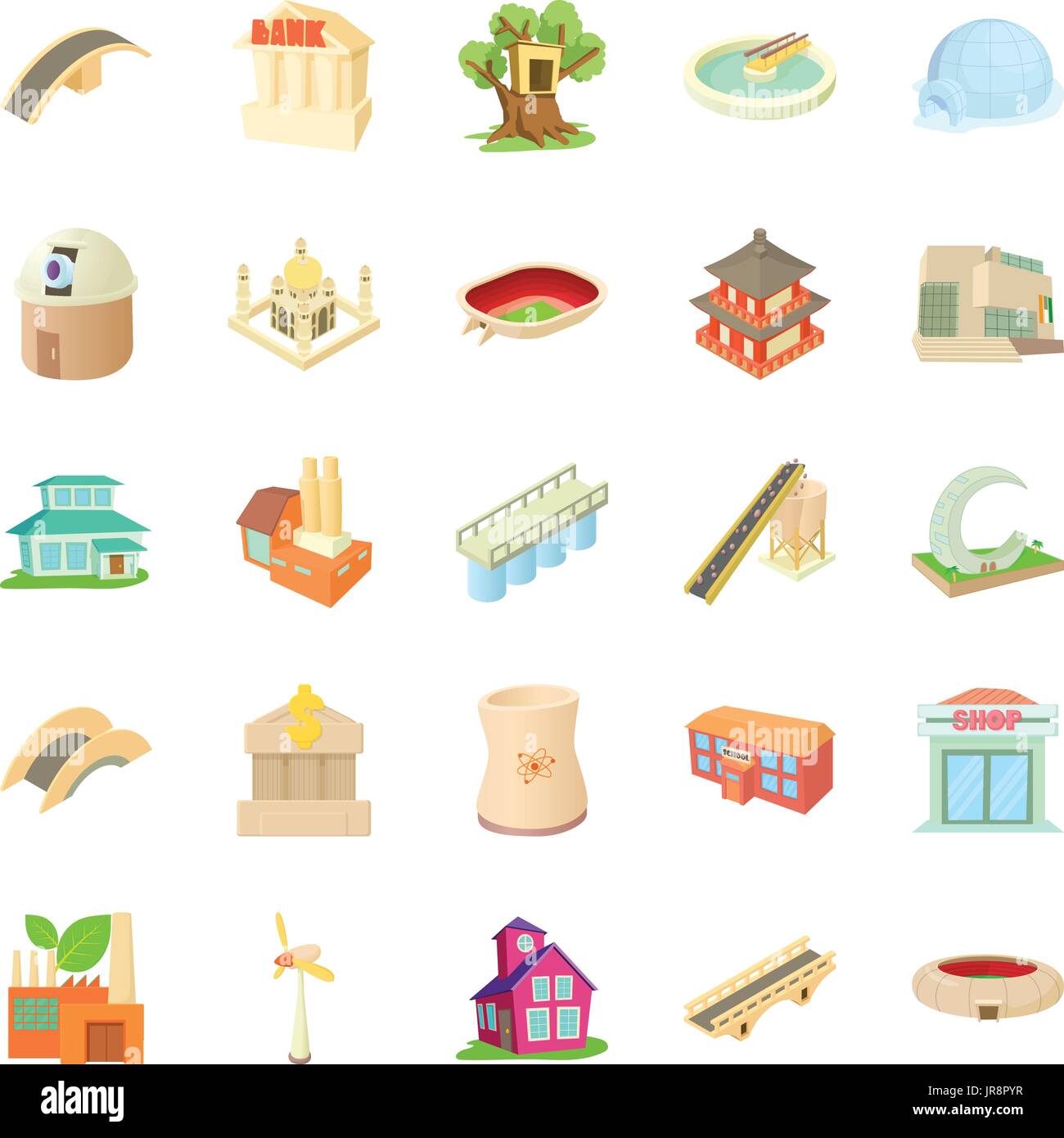 Structured icons set, cartoon style Stock Vector Image & Art - Alamy
