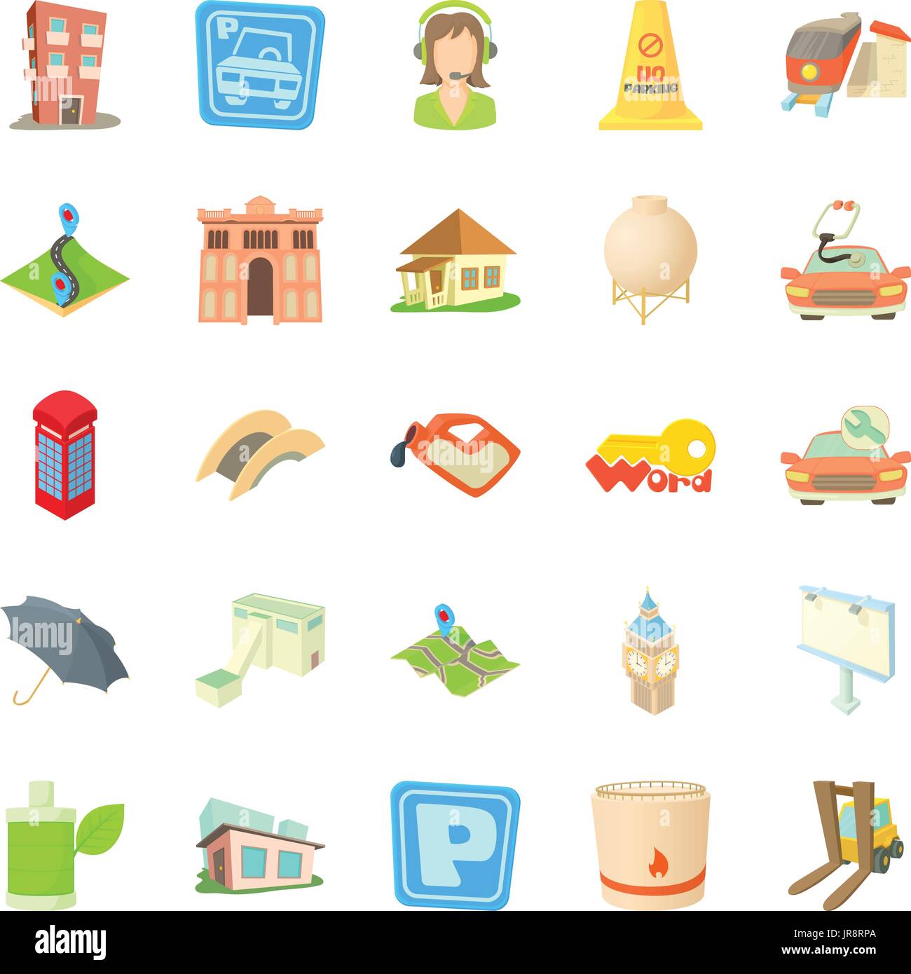 Town icons set, cartoon style Stock Vector Image & Art - Alamy