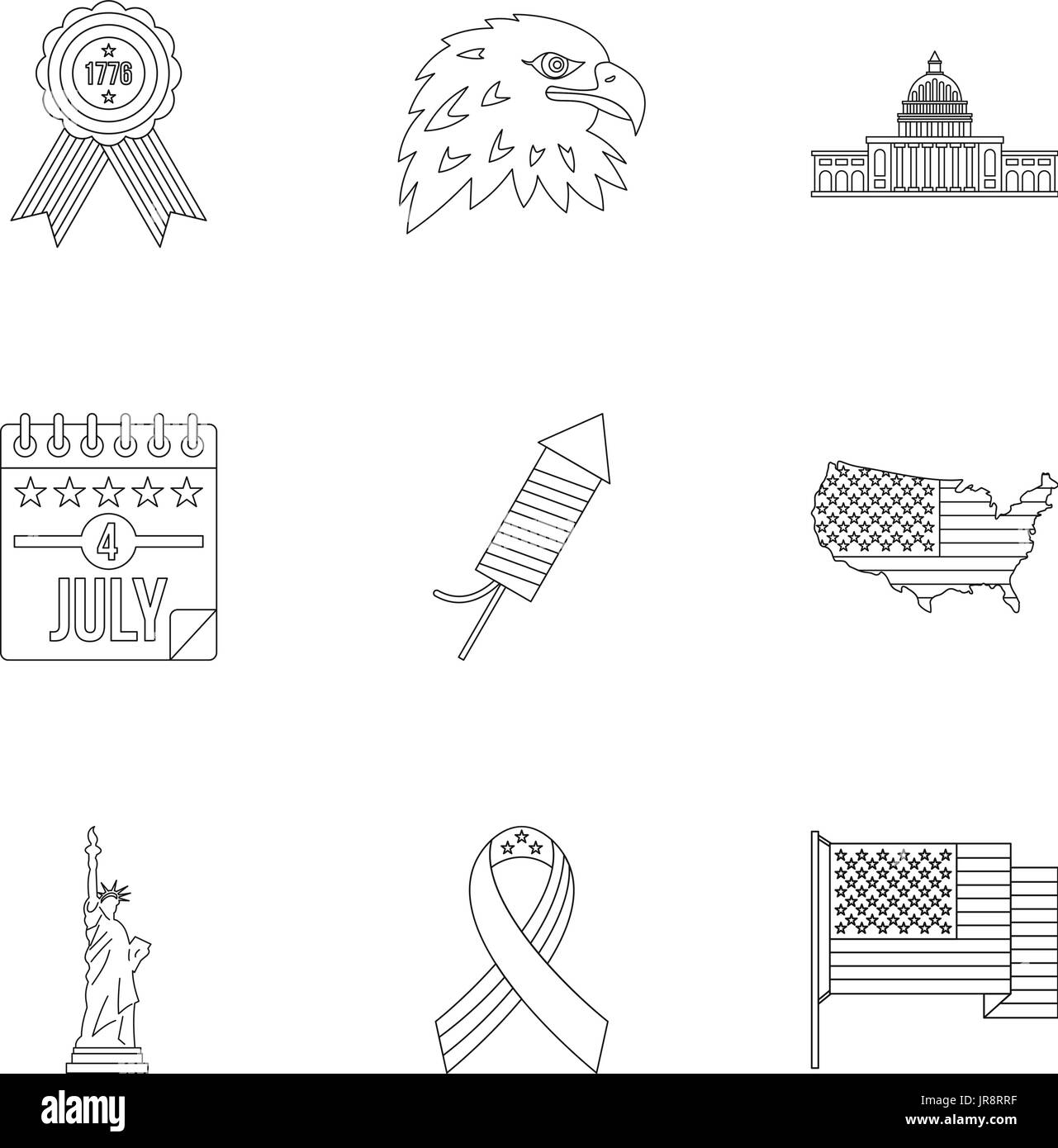 Independence day icon set, outline style Stock Vector Image & Art - Alamy