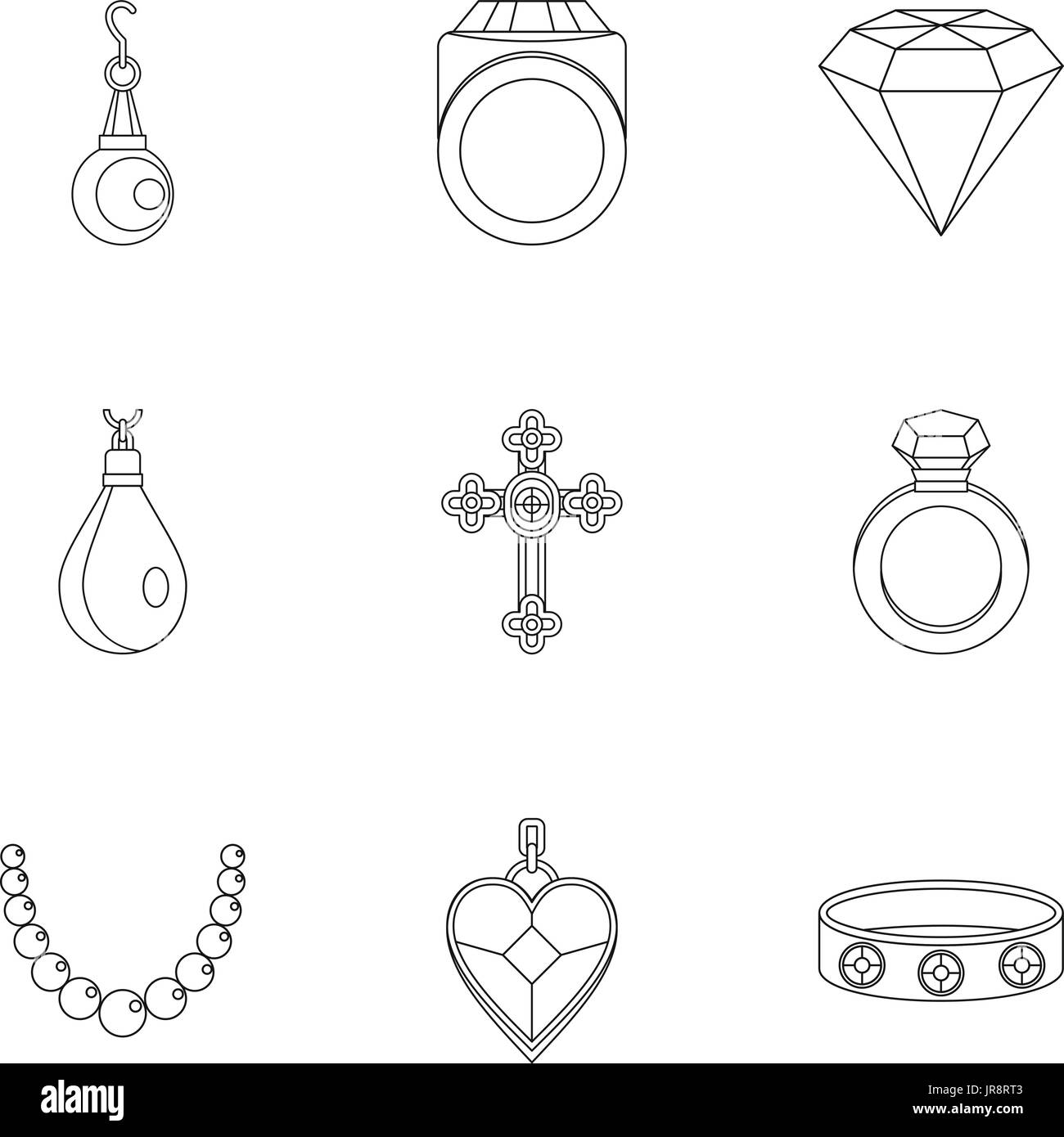 Jewelry icon set, outline style Stock Vector Image & Art - Alamy