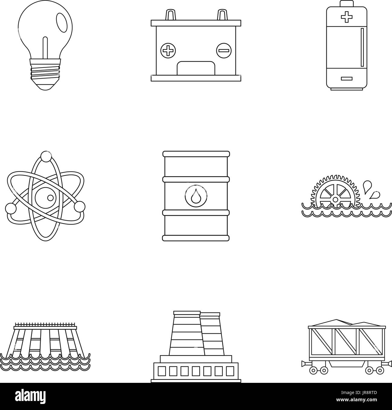 Energy icon set, outline style Stock Vector Image & Art - Alamy