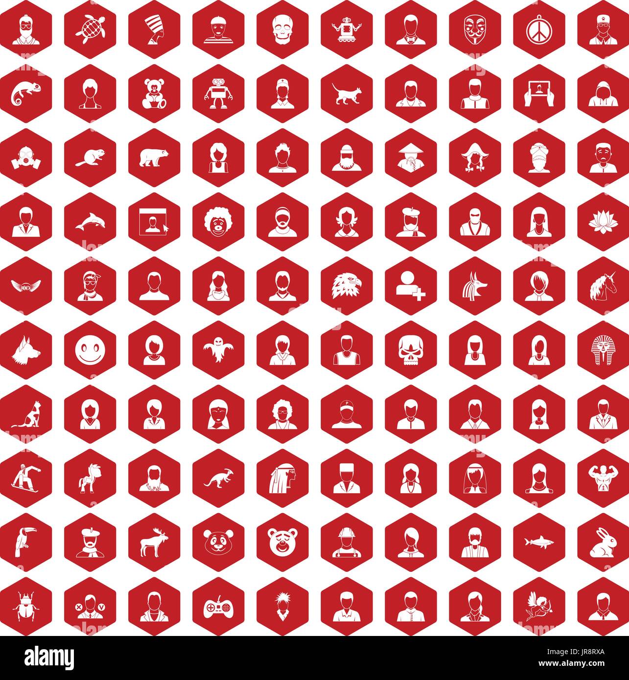 100 avatar icons hexagon red Stock Vector Image & Art - Alamy
