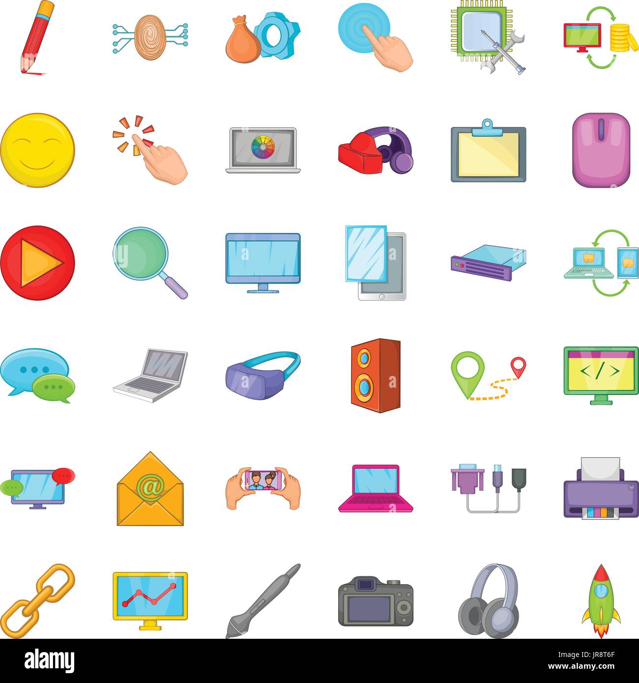 Computer network icons set, cartoon style Stock Vector Image & Art - Alamy