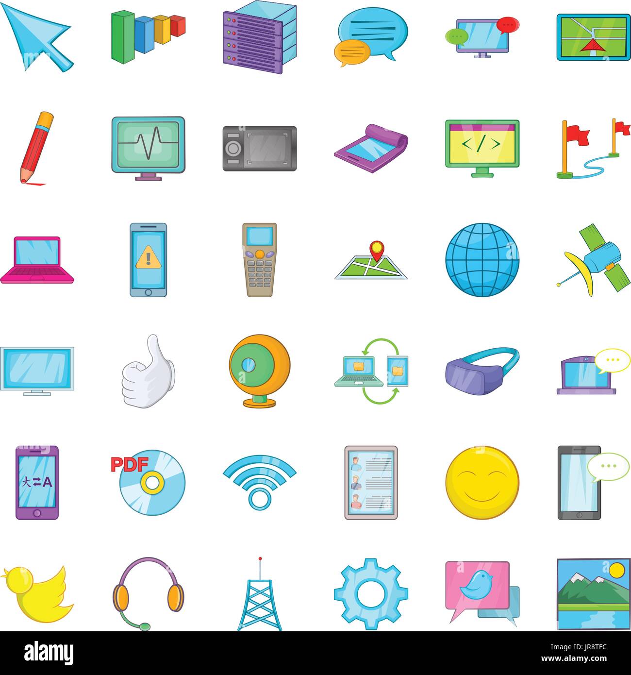 Computer information icons set, cartoon style Stock Vector Image & Art ...