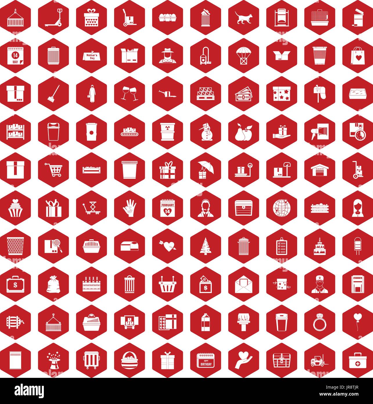 100 box icons hexagon red Stock Vector Image & Art - Alamy